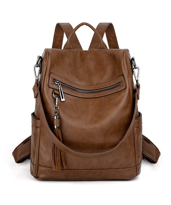 Women Anti Theft Backpack Purse Pu Washed Leather Ladies Tassels